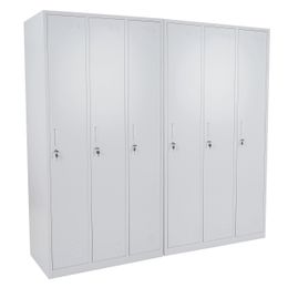 Mendler Schlie&szlig;fach Boston T829, Spind Wertfachschrank Schlie&szlig;fachschrank, Metall 6 F&auml;cher ~ Variantenangebo 54024+54024