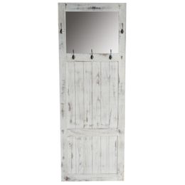 Mendler Garderobe Wandgarderobe mit Spiegel Wandhaken 180x65x7cm, Shabby-Look, Vintage ~ Variantenangebot 33359