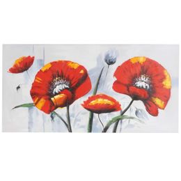 Mendler &Ouml;lgem&auml;lde Roter Mohn, 100% handgemaltes Wandbild Gem&auml;lde XL, 140x70cm ~ Variantenangebot 44762