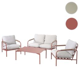 Mendler Aluminium-Gartengarnitur HWC-O11, Outdoor 2-Sitzer Sitzbank Sessel Sofa, Olefin (205 g/m˛) ~ Variant 2x110591+110592+110594