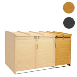 Mendler XL 1er-/2er-M&uuml;lltonnenverkleidung Erweiterung HWC-H75, M&uuml;lltonnenbox, 120x68x104cm Holz MVG-zertifiz 74020
