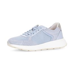 Keilsneaker Gabor, Damen, Gr. 37, hellblau, Leder, Textil, Schuhe Keilsneaker, Freizeitschuh, Halbschuh, Schn&uuml;rschuh, Kontrastbesatz an der Ferse