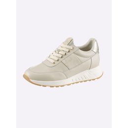 Sneaker Heine, Damen, Gr. 39, creme, goldfarben, Glattleder, Leder, Rindsleder, Schuhe Sneaker