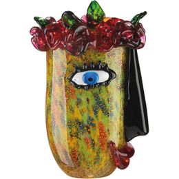 Tischvase CASABLANCA BY GILDE "Floro", bunt, B:20cm H:31,5cm T:17cm, Glas, Vasen, Tischvase, dekorative Vase aus Glas, Blumenvase