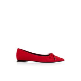 Ballerina Marc Cain "Collections", Damen, Gr. 38, aurora rot, Veloursleder, Schuhe Ballerina, Flats, Slipper, Pumps, Partyschuh mit sch&ouml;ner Zierschleife