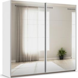 Kleiderschrank Rauch "Schwebet&uuml;renschrank Schrank Garderobe W&auml;scheschrank ASTANA", alpinwei&szlig;, B:218cm H:210cm T:59cm, Holzwerkstoff, Schr&auml;nke, Kleiderschrank, gro&szlig;fl&auml;chige Spiegelfront Metallgriffleisten alufarbig MADE IN GERMANY