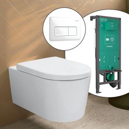 Hansgrohe LivaFine Wand-WC mit AquaHelix Flush, Komplett-SET mit iFrame Vorwandelement und Original Q Bet&auml;tigungsplatte, 61188450+66001450#SET,