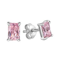 Paar Ohrstecker Firetti "Schmuck Geschenk Silber 925 Ohrschmuck Ohrringe Quadrat", silberfarben, pink, pink, Ohrringe, Damen, Silber 925 (Sterlingsilber), Paar Ohrstecker, mit Zirkonia (synth.)