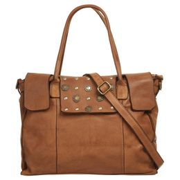 Shopper Samantha Look, Damen, Gr. B/H/T: 36cm x 29cm x 11cm onesize, braun (cognac), Leder, Taschen Shopper, echt Leder, Made in Italy