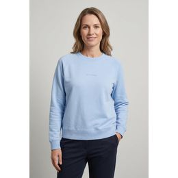 Marc O'Polo Sweatshirt MARC O'POLO DENIM, Damen, Gr. XS, blau dusk, angeraute Sweatware, Obermaterial: 100% Baumwolle, relaxed fit normal, Rundhals, Rippb&uuml;ndchen, Sweatshirts Sweatshirt, relaxed fit, aus Organic Cotton, mit Schlitzen an der Seitennaht