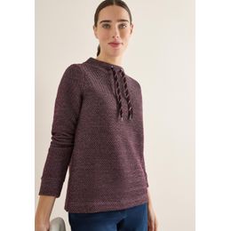 Sweatshirt Cecil, Damen, Gr. XS (36), eggplant rot, Sweatware, Obermaterial: 82% Polyester, 17% Viskose, 1% Elasthan, unifarben, regular fit normal, ohne Ausschnitt, B&uuml;ndchen, Sweatshirts Sweatshirt, mit Tunnelzug