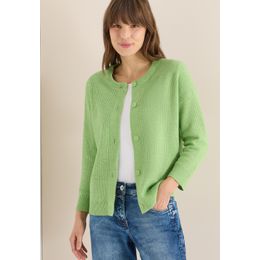 Cardigan Cecil, Damen, Gr. XL (44), bamboo gr&uuml;n melange, Strick, Obermaterial: 37% Baumwolle, 34% Polyacryl, 26% Polyester, 3% sonstige Fasern, unifarben, bequem h&uuml;ftbedeckend, Rundhals, Strickjacken Cardigan, mit Knopfleiste