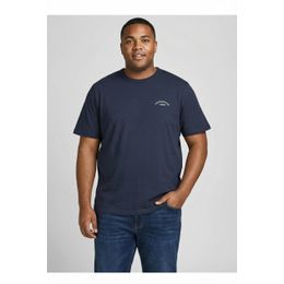 Jack & Jones PlusSize Rundhalsshirt "JJCOLLEGE LOGO TEE SS CREW NECK PLS", Herren, Gr. 5XL, navy blazer, Jersey, Obermaterial: 100% Baumwolle, JACK & JONES PLUSSIZE, bedruckt, regular fit, Rundhals, Shirts Rundhalsshirt