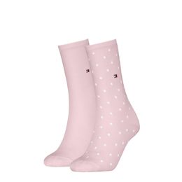 Socken Tommy Hilfiger "TH WOMEN SOCK DOT 2P", Damen, Gr. 39-42, light pink, Baumwollmischung, normal, Socken Socken, mit feinem Rippenb&uuml;ndchen und Logostickerei