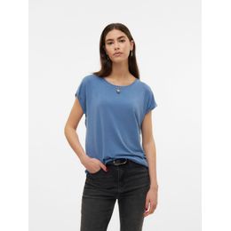 V&eacute;ro Moda Rundhalsshirt VERO MODA "VMAVA PLAIN SS TOP GAJRS NOOS", Damen, Gr. M (38), coronet blau, Jersey, Obermaterial: 95% Lyocell, 5% Elasthan, unifarben, regular fit normal, Rundhals, Shirts Rundhalsshirt, Materialmix, regular fit