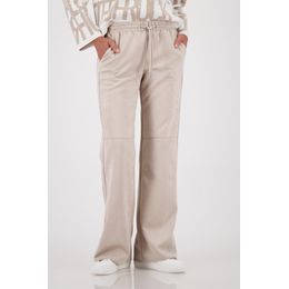Jogger Pants monari "Hose Velours 83cm", Damen, Gr. 36, N-Gr, beige, Web, Obermaterial: 93% Polyester, 7% Elasthan, unifarben, regular fit lang, Hosen Jogger Pants, Regular fit, Straight leg