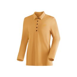 Langarm-Poloshirt Maier Sports "Long Piquee Polo W", Damen, Gr. S, dunkelorange, 60% Baumwolle, 40% Polyester, Rundhals, Shirts Langarm-Poloshirt
