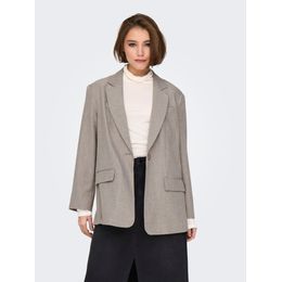 Longblazer Only "ONLLINDA LS BOYFR MEL BLAZER TLR NOOS", Damen, Gr. XS, fungi detail:melange, Web, Obermaterial: 97% Polyester, 3% Elasthan, meliert, oversize Po-bedeckend, tiefer V-Ausschnitt, Blazer Longblazer, mit Reverskragen