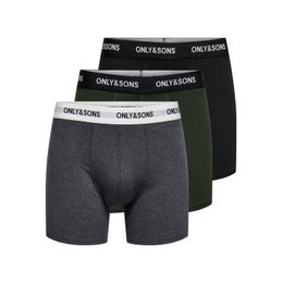 Only & Sons Trunk ONLY & SONS "ONSFITZ SOLID BLACK TRUNK 3PACK NOOS", Herren, Gr. S, 3 Stk., dunkelgrau melange pack:dusty cedar, navy blazer, Jersey, Obermaterial: 95% Baumwolle, 5% Elasthan, meliert, normal, Unterhosen Trunk