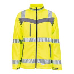 Planam Warnschutz-Softshell-Jacke Plaline, gelb / schiefer, Unisex-Gr&ouml;&szlig;e: M (5661 M)
