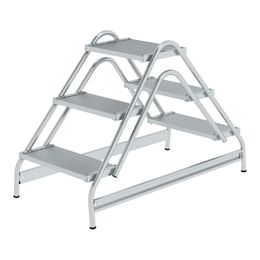MUNK Aluminium-Arbeitspodest beidseitig begehbar Aluminium 2 x 3 Stufen (050060)