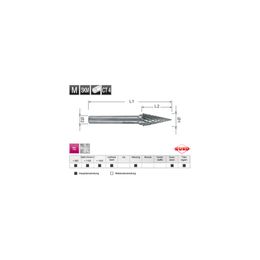 Ruko Hartmetall Fr&auml;sstift Form M Spitzkegel (SKM) Durchmesser 16,0 mm L1 min 70 mm (116039B)