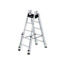 MUNK Aluminium-Stehleiter treppeng&auml;ngig 4 ausschiebbaren Holmen 2 x 5 Sprossen (033510)