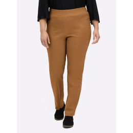 sheego Gro&szlig;e Gr&ouml;&szlig;en Hose mit Dehnbund, Viskose-Qualit&auml;t, cognac, Gr&ouml;&szlig;e 54 - Damen