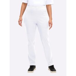 sheego Gro&szlig;e Gr&ouml;&szlig;en Hose mit Dehnbund, Viskose-Qualit&auml;t, wei&szlig;, Gr&ouml;&szlig;e 54 - Damen