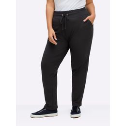 sheego Gro&szlig;e Gr&ouml;&szlig;en Schlupfhose in Stretch-Qualit&auml;t, schwarz, Gr&ouml;&szlig;e 52 - Damen