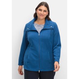 sheego Gro&szlig;e Gr&ouml;&szlig;en Fleecejacke mit 2-Wege-Rei&szlig;verschluss, marine, Gr&ouml;&szlig;e 48 - Damen