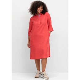 sheego Gro&szlig;e Gr&ouml;&szlig;en Hemdblusenkleid aus Leinen-Mix, hummer, Gr&ouml;&szlig;e 52 - Damen