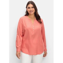 sheego Gro&szlig;e Gr&ouml;&szlig;en Schlupf-Bluse mit Minimal-Muster, koralle-wei&szlig;-bedruckt, Gr&ouml;&szlig;e 46 - Damen