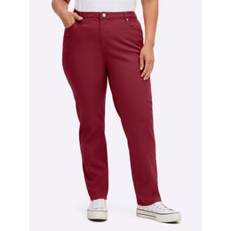 sheego Gro&szlig;e Gr&ouml;&szlig;en 5-Pocket-Jeans mit bestickten Ges&auml;&szlig;taschen, dunkelrot, Gr&ouml;&szlig;e 24 - Damen