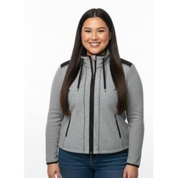 sheego Gro&szlig;e Gr&ouml;&szlig;en Fleecejacke mit Kontraststreifen, grau-schwarz, Gr&ouml;&szlig;e 54 - Damen