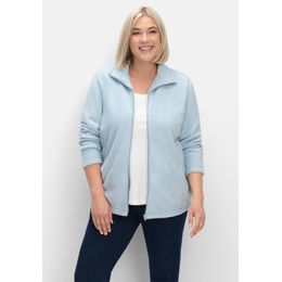 sheego Gro&szlig;e Gr&ouml;&szlig;en Fleecejacke mit zwei Taschen, bleu, Gr&ouml;&szlig;e 44 - Damen