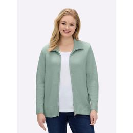 sheego Gro&szlig;e Gr&ouml;&szlig;en Strickjacke mit 2-Wege-Rei&szlig;verschluss, kalkmint, Gr&ouml;&szlig;e 46 - Damen