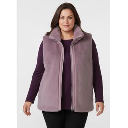 sheego Gro&szlig;e Gr&ouml;&szlig;en Fellimitatweste in k&uuml;rzerer Form, mauve, Gr&ouml;&szlig;e 52 - Damen