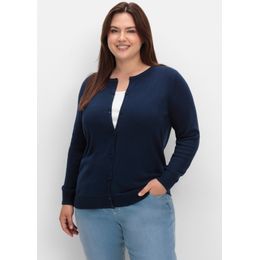 sheego Gro&szlig;e Gr&ouml;&szlig;en Strickjacke aus reiner Baumwolle, marine, Gr&ouml;&szlig;e 54 - Damen