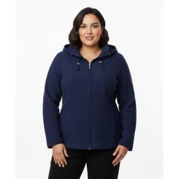 sheego Gro&szlig;e Gr&ouml;&szlig;en Fleecejacke mit abnehmbarer Kapuze, marine, Gr&ouml;&szlig;e 46 - Damen