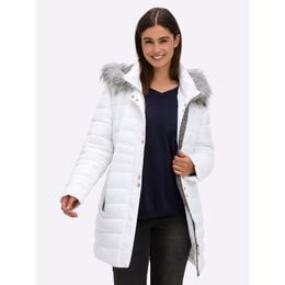 sheego Gro&szlig;e Gr&ouml;&szlig;en Steppjacke mit Pelz-Imitat, wei&szlig;, Gr&ouml;&szlig;e 46 - Damen