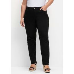 sheego Gro&szlig;e Gr&ouml;&szlig;en 5-Pocket-Hose mit seitlichem Dehnbund, schwarz, Gr&ouml;&szlig;e 46 - Damen