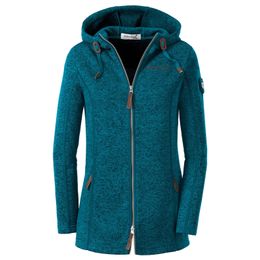 sheego Gro&szlig;e Gr&ouml;&szlig;en Kapuzenfleecejacke mit Umlegekragen, petrol-meliert, Gr&ouml;&szlig;e 50 - Damen