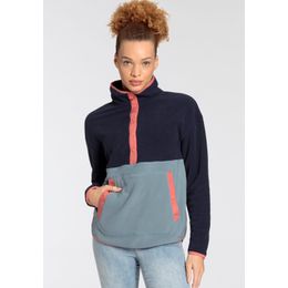 Polarino sheego Gro&szlig;e Gr&ouml;&szlig;en Fleecepullover, navy-hell blau, Gr&ouml;&szlig;e 44/46 - Damen