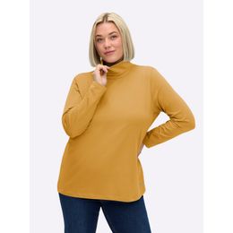 sheego Gro&szlig;e Gr&ouml;&szlig;en Rollkragenshirt mit langen &Auml;rmeln, ocker, Gr&ouml;&szlig;e 44 - Damen