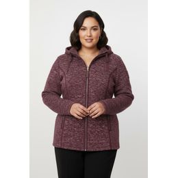 sheego Gro&szlig;e Gr&ouml;&szlig;en Kapuzenfleecejacke mit Umlegekragen, bordeaux-meliert, Gr&ouml;&szlig;e 48 - Damen