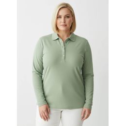 sheego Gro&szlig;e Gr&ouml;&szlig;en Poloshirt aus Baumwoll-Qualit&auml;t, eucalyptus, Gr&ouml;&szlig;e 46 - Damen