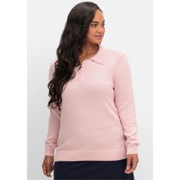 sheego Gro&szlig;e Gr&ouml;&szlig;en Polopullover aus meliertem Garn, rosenquarz-meliert, Gr&ouml;&szlig;e 44 - Damen