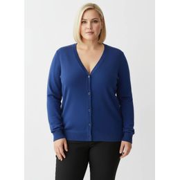 sheego Gro&szlig;e Gr&ouml;&szlig;en Strickjacke mit V-Ausschnitt, royalblau, Gr&ouml;&szlig;e 46 - Damen