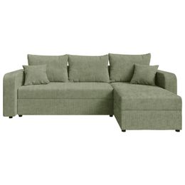 CARRYHOME Ecksofa, Salbeigr&uuml;n, Textil, 3-Sitzer, F&uuml;llung: Schaumstoffflocken,Schaumstoffflocken, Ottomane links, seitenverkehrt montierbar, L-Form, 238x144 cm, Liegefunktion, Schlafen auf Sitzh&ouml;he, R&uuml;cken echt, haustierfreundlicher Bezug, Wohnzimmer, Sofas & Couches, Wohnlandschaften, Ecksofas